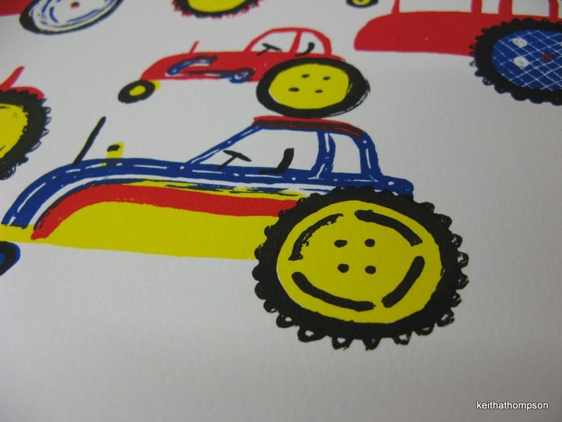 Tractors Screen Print - Big Tractors Printed in Bright Vibrant Colours ...