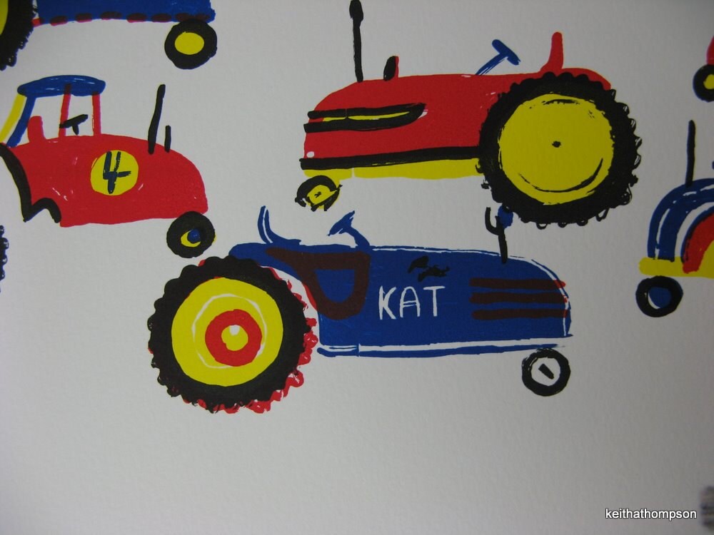 Tractors Screen Print - Big Tractors Printed in Bright Vibrant Colours ...