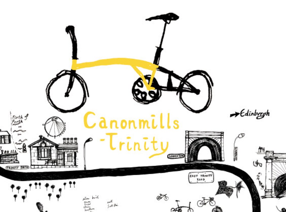 Edinburgh City Cycle Route Map - 'canonmills - Trinity' - BROMPTON ...