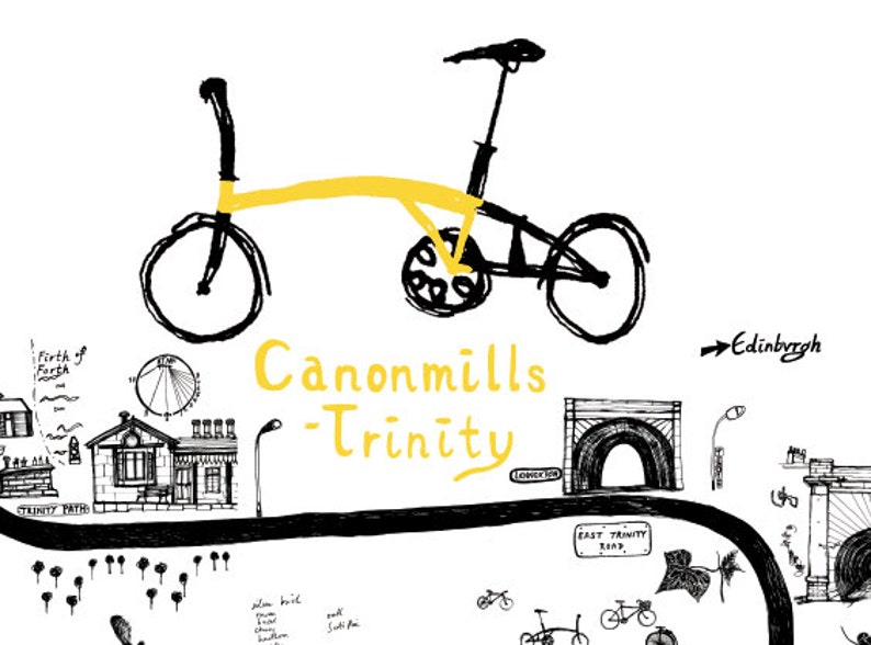 Edinburgh City Cycle Route Map - 'canonmills - Trinity' - BROMPTON ...