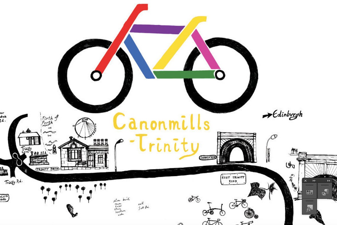 Edinburgh City Cycle Route Map - 'canonmills - Trinity' -- Large Poster ...