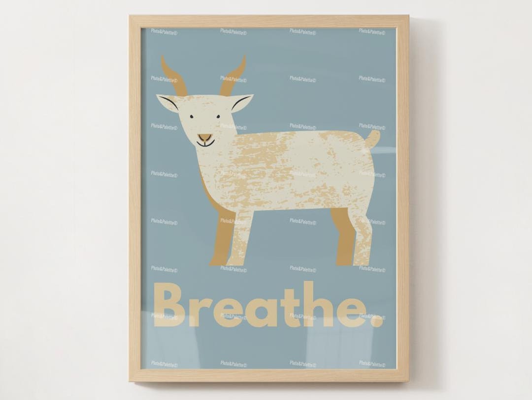 Goat Wall Art Printable – Minimalist 'breathe' Poster, Calm Farm Animal ...