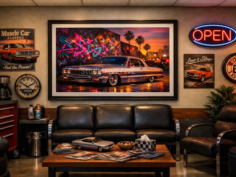 Classic Car Lowrider Art – Neon Chrome, Chicano Culture -car Lover Gift ...