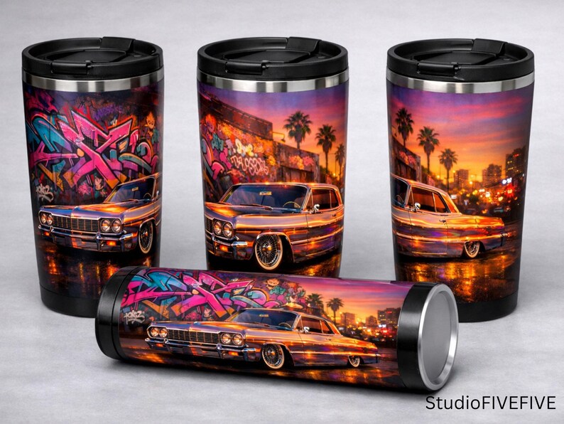 Classic Car Lowrider Art – Neon Chrome, Chicano Culture -car Lover Gift ...