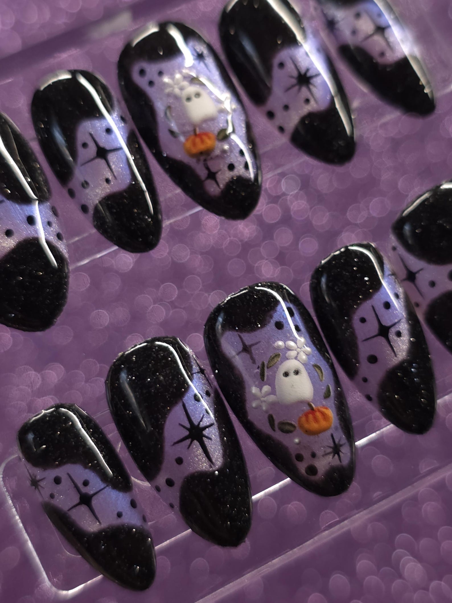 Custom Halloween Press-on Nails| Smoky Boo or Shimmer Boo | Hand ...