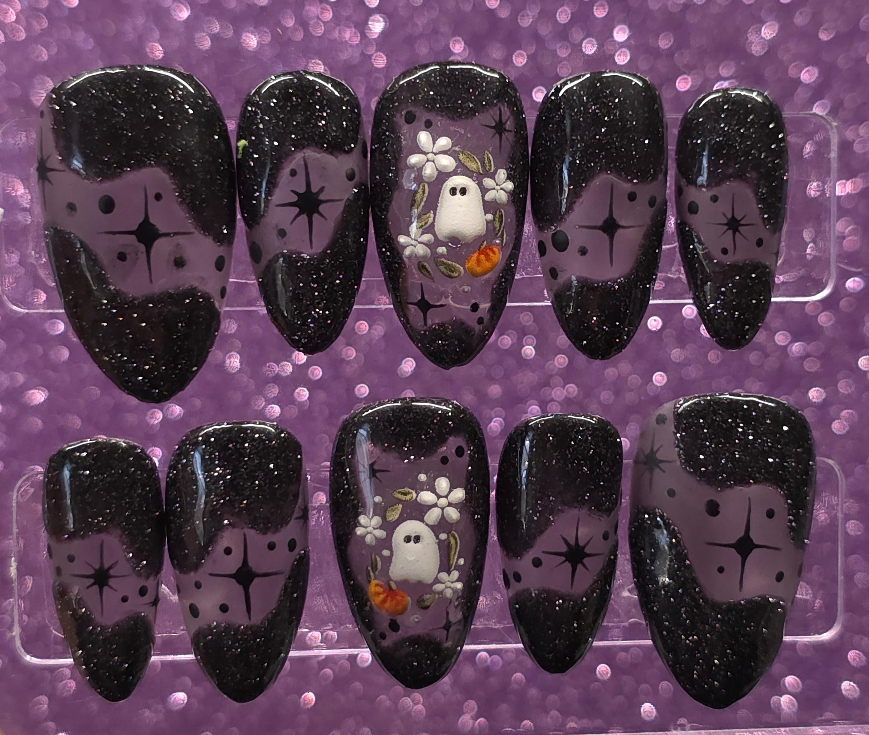 Custom Halloween Press-on Nails| Smoky Boo or Shimmer Boo | Hand ...