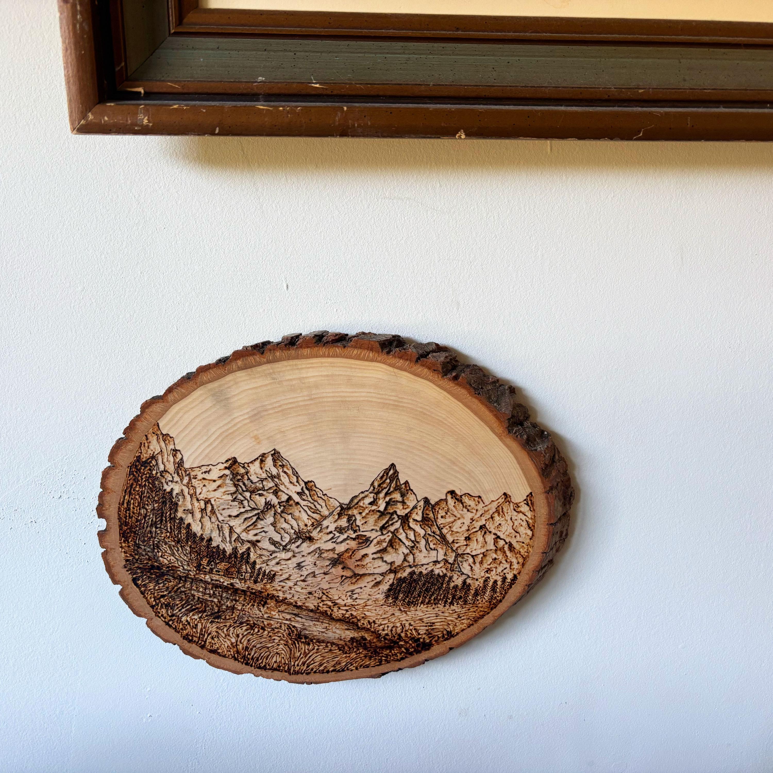 Mountain Woodburn Art | Hand-burned Mountain Landscape on Wood | Rustic ...