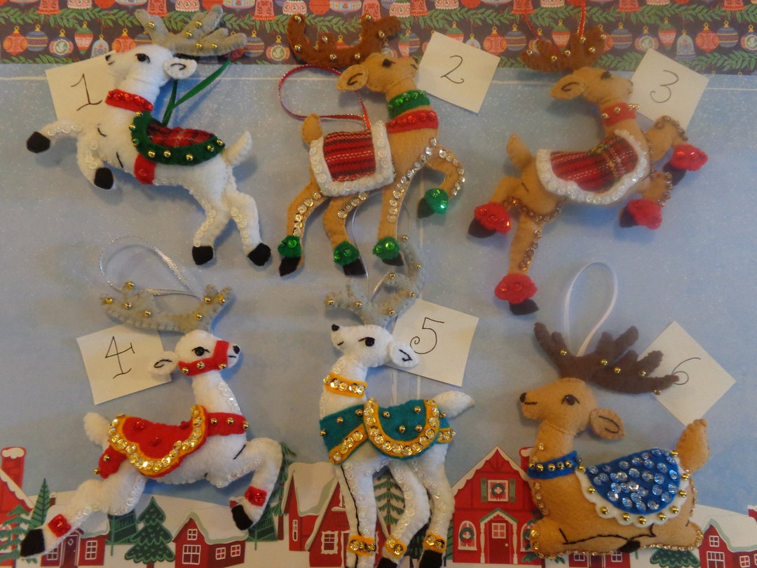 Christmas Felt Reindeer Ornaments by Pepperland - Etsy