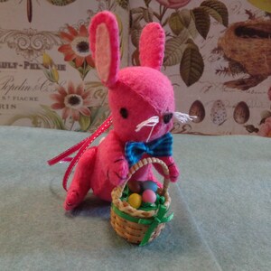 Yellow and Hot Pink Easter Bunny Ornaments by Pepperland - Etsy