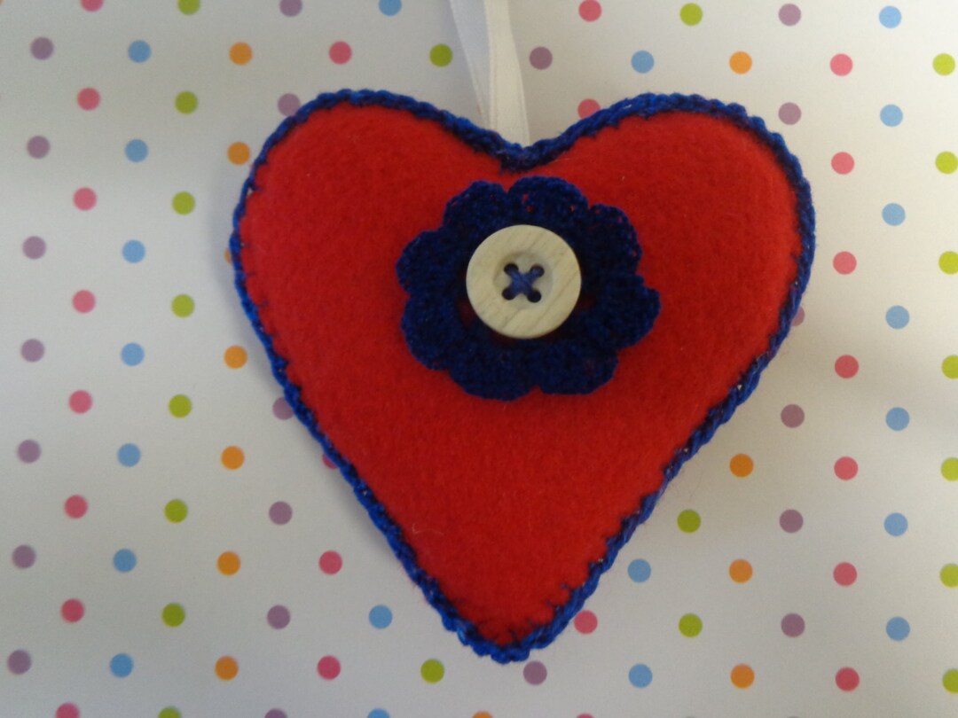 Handmade Felt Red Heart Ornament by Pepperland - Etsy