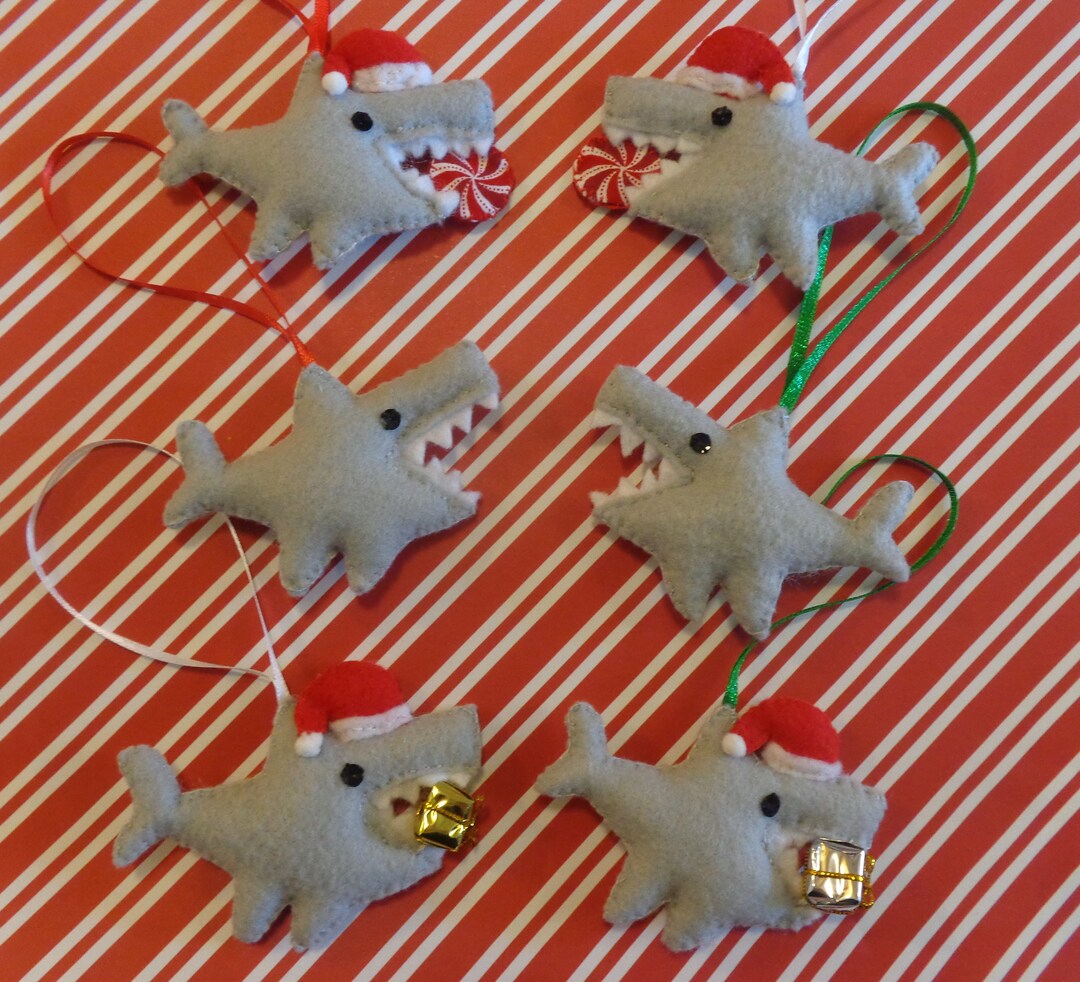 Felt Shark Christmas Ornaments by Pepperland - Etsy