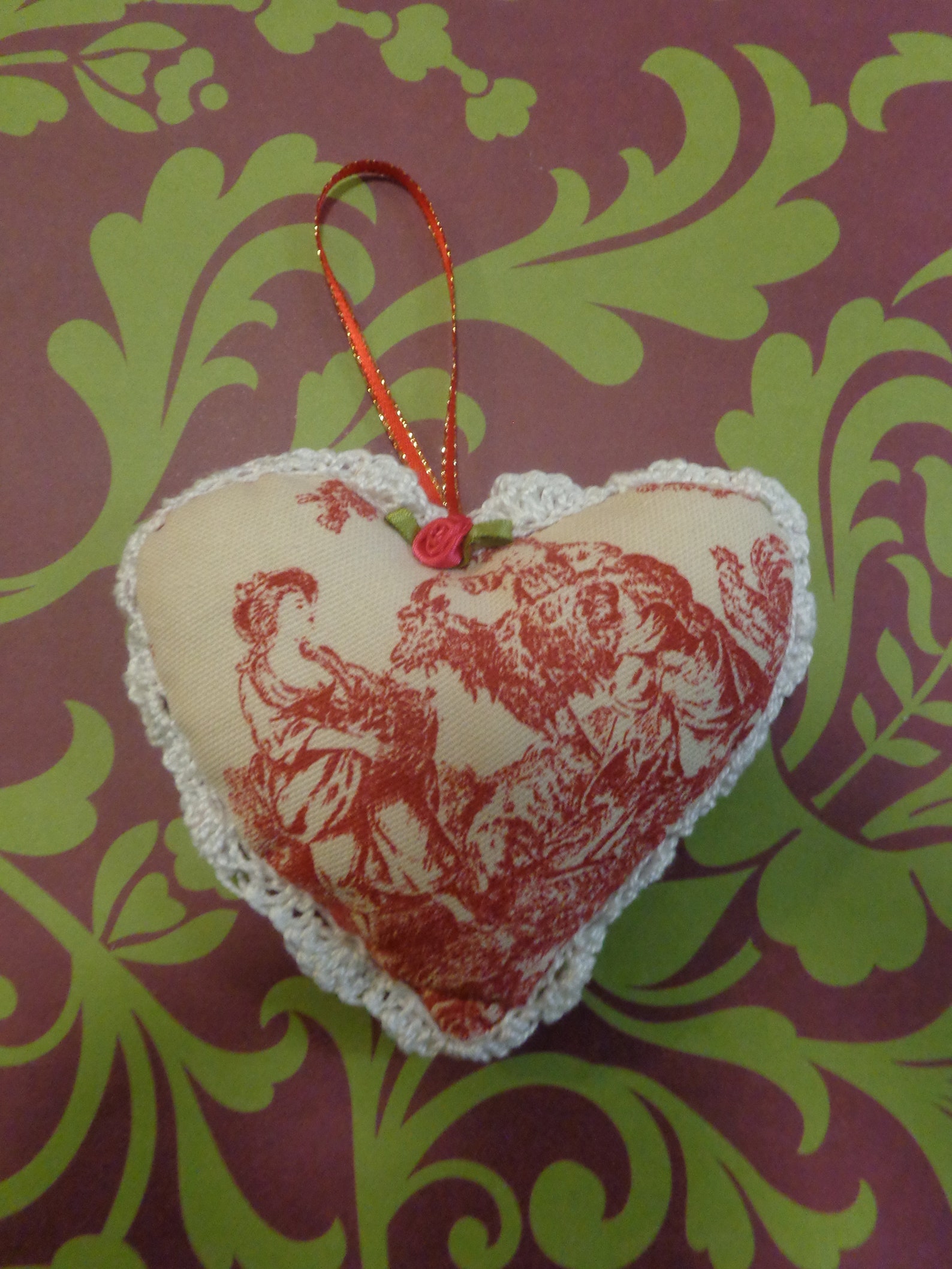 Woman With Boy and a Goat Toile Fabric Heart Ornament by - Etsy