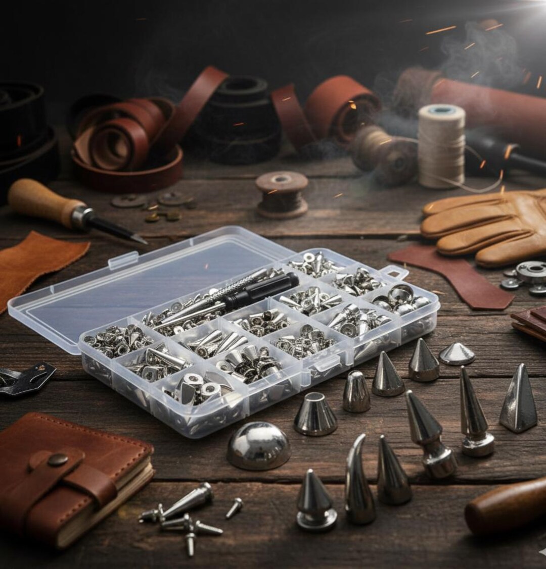 270 Sets Punk Spike Rivets Studs Kit, Silvery Metallic Cone Screw Back ...