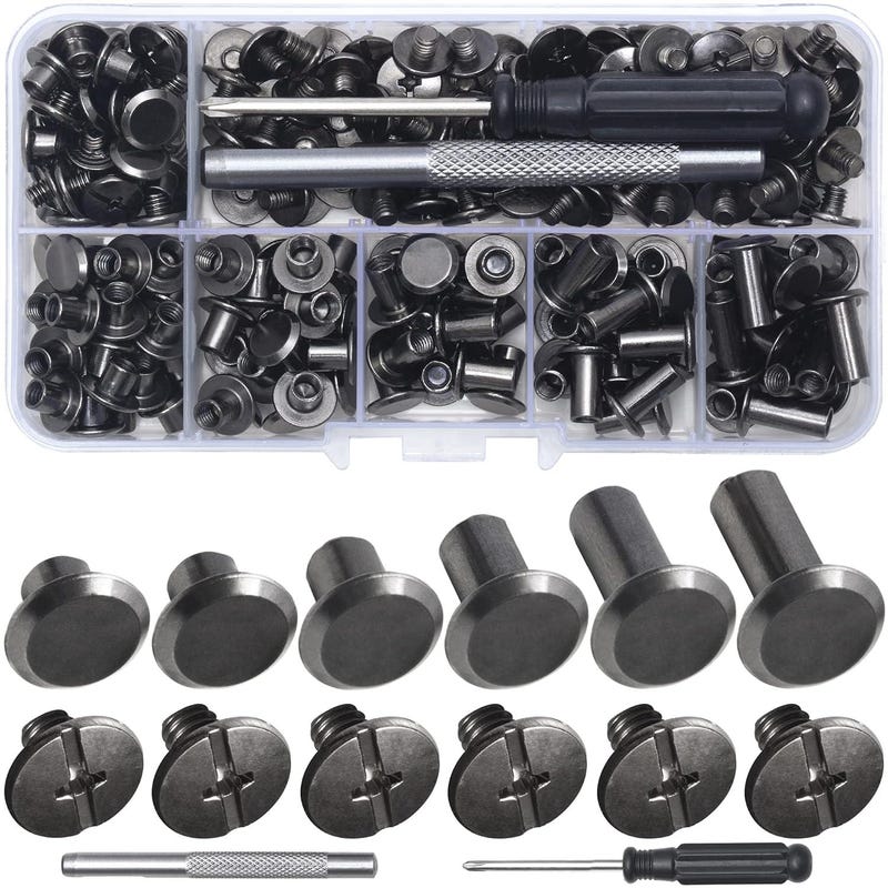Gunmetal Leather Screws - Etsy