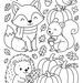 Fall Woodland Animals Coloring Page | Fox, Squirrel, Hedgehog ...