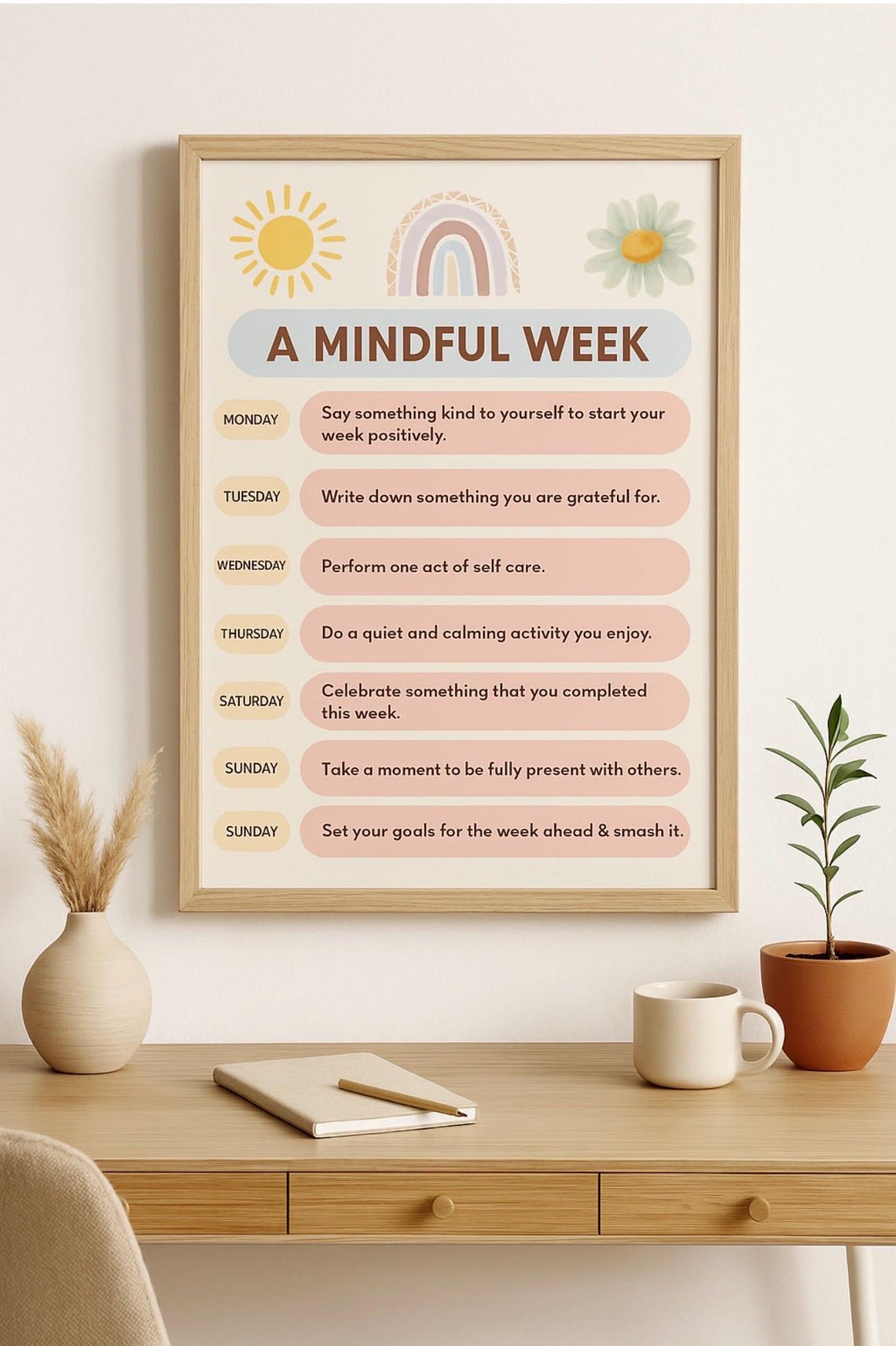 A Mindful Week Digital Print. This Print Promotes a Healthy, Mindful ...