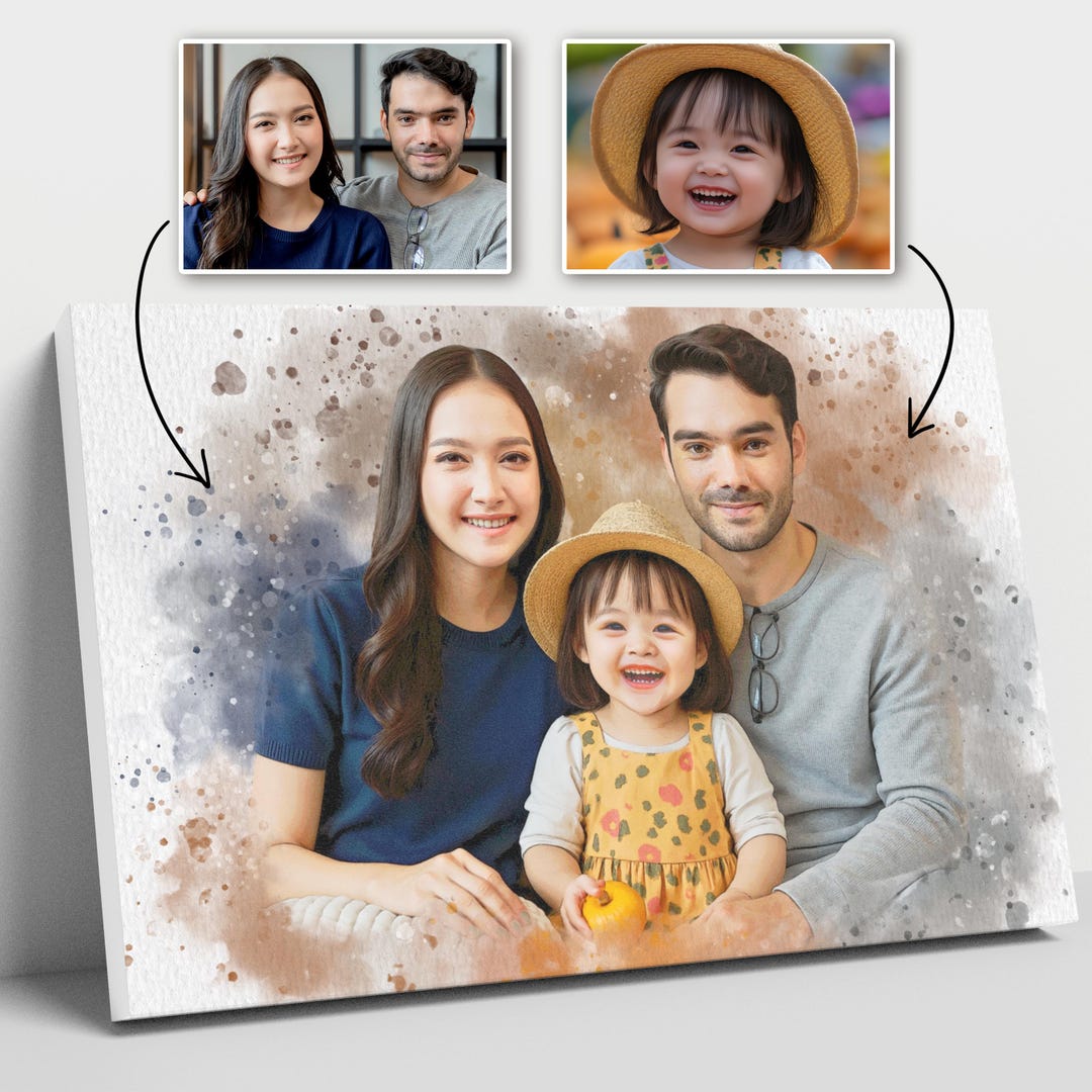 Custom Memorial Portrait, Merge Family Photos, Add Loved One ...