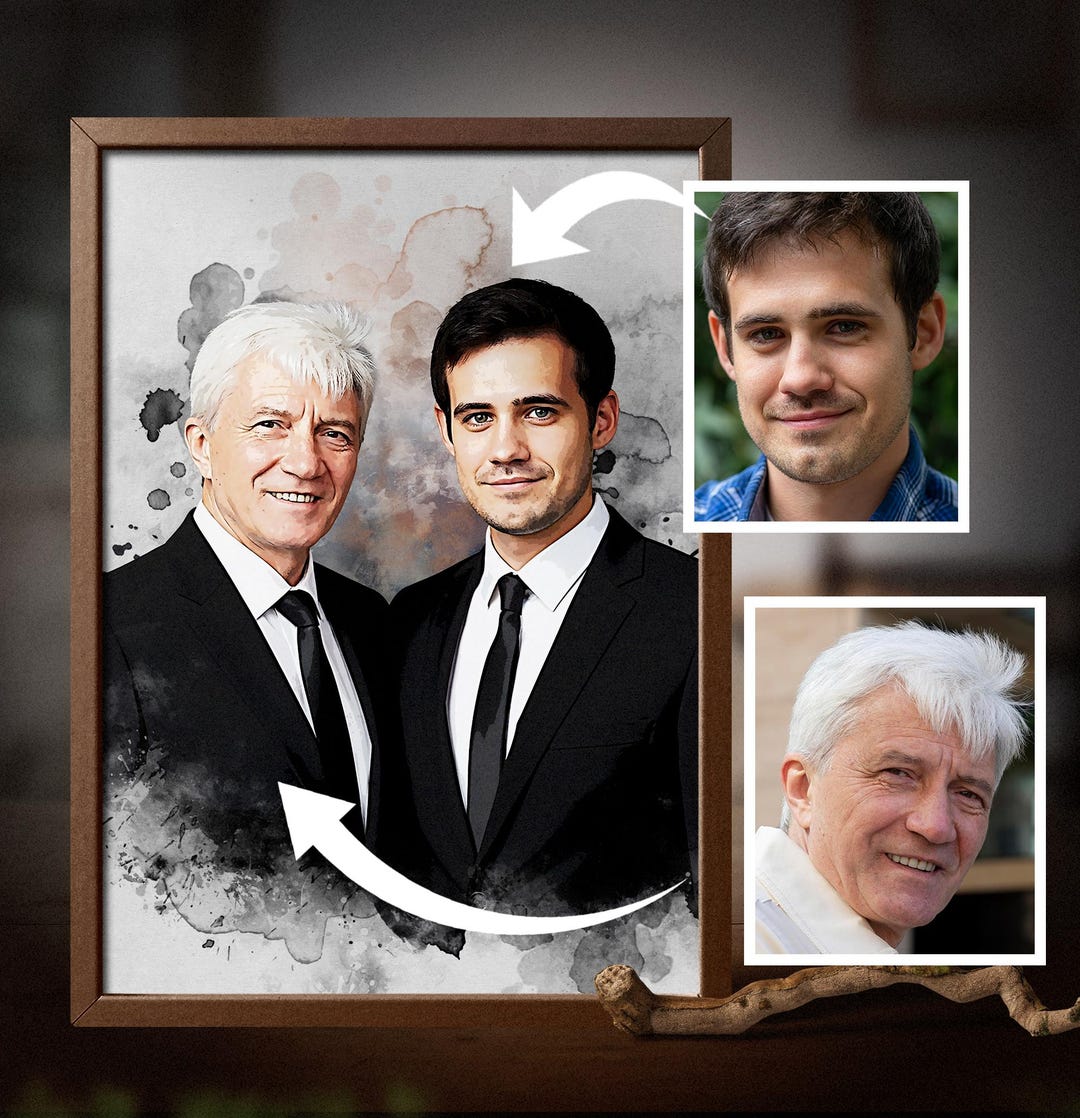 Custom Watercolor Portrait From Photo, Merge Multiple Photos, Add ...