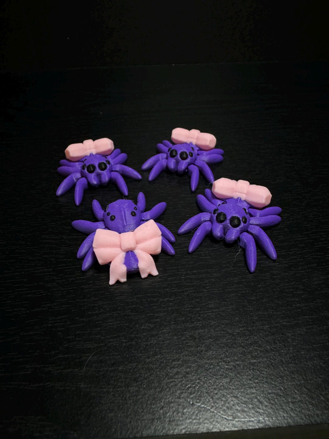 3D Printed Articulated Jumping Spider With Bow: Pink and Purple Fidget ...