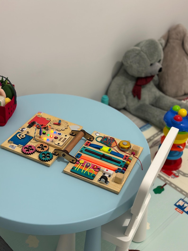 Personalized Montessori Busy Board: Natural Wooden Activity Toy for ...