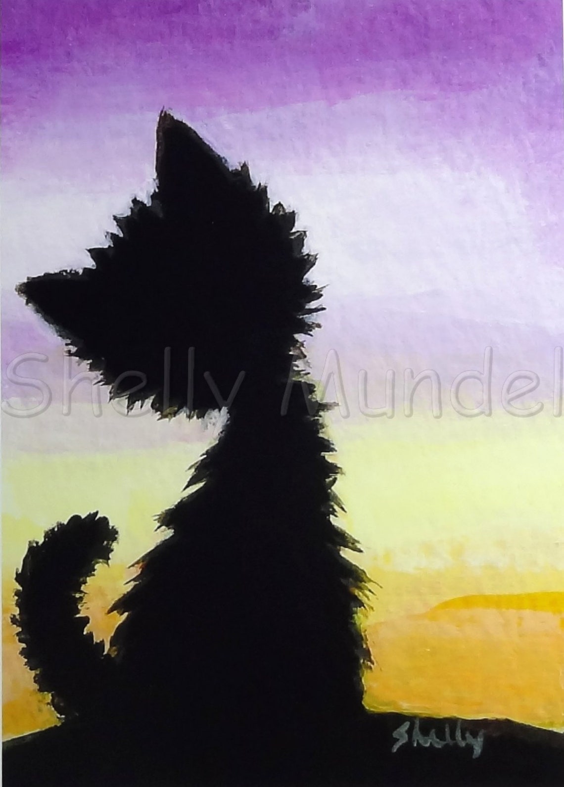 Black Cat Sunset - Cat Art Print - by Shelly Mundel - Etsy Canada