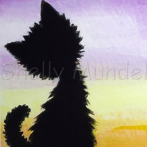 Black Cat Sunset Cat Art Print by Shelly Mundel - Etsy