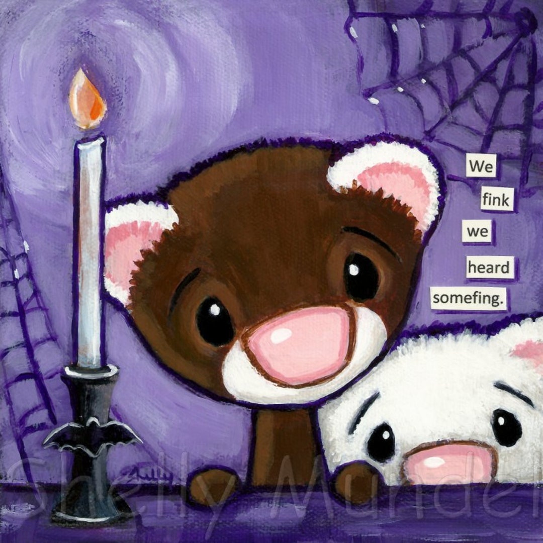 Scaredy Weasels Halloween Ferret Art Print - by Shelly Mundel - Etsy
