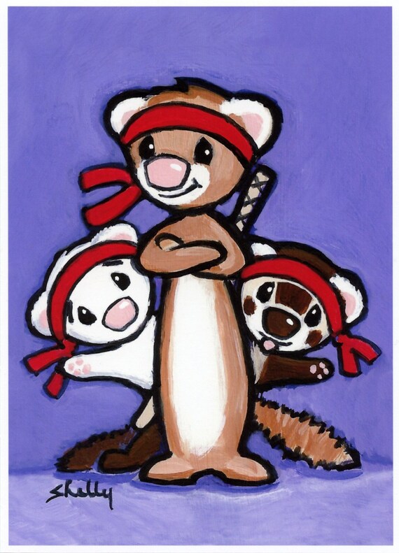 Ninja Ferrets Ferret Art Print From Original Painting by | Etsy