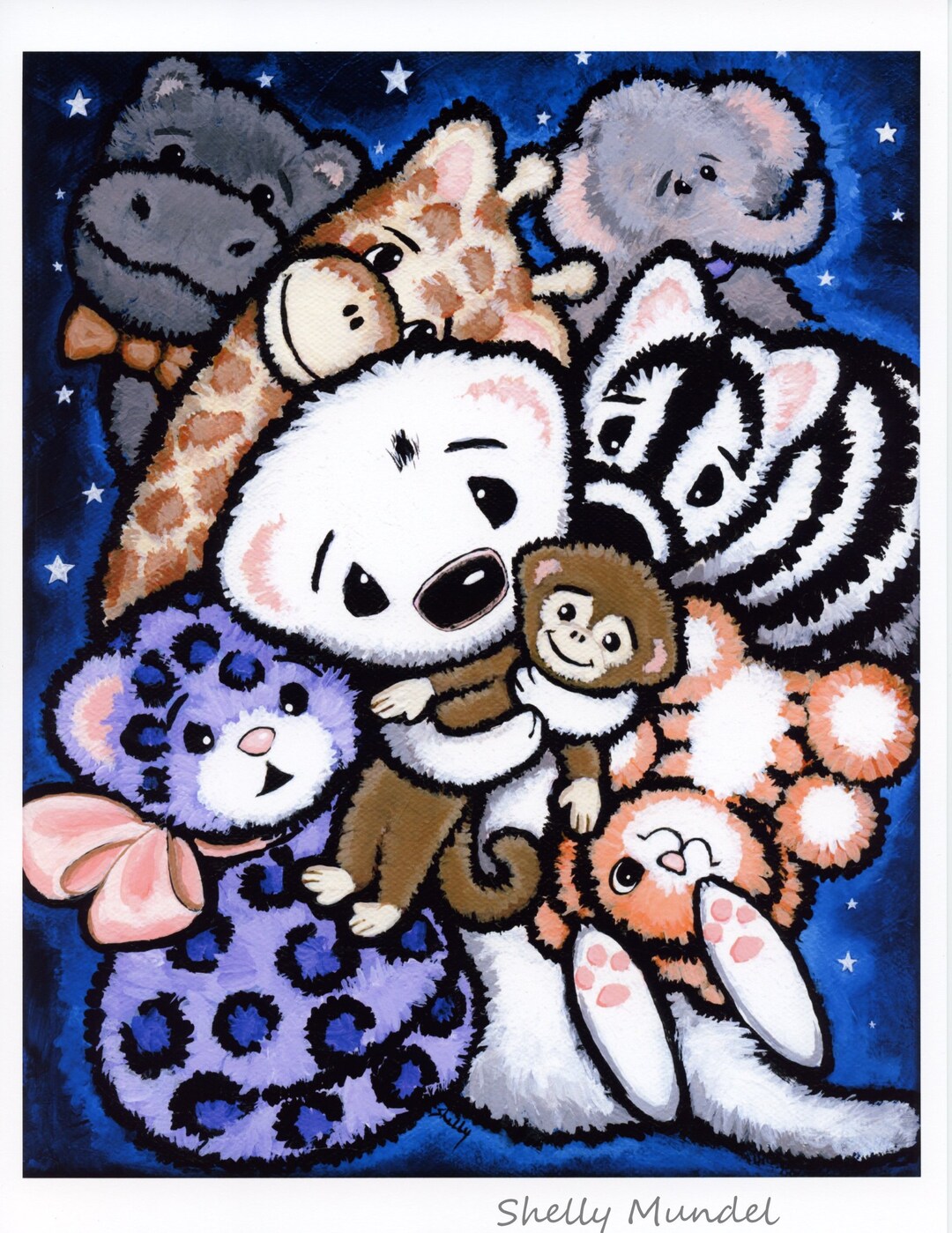 Ferret and Fuzzy Stuffies Art Print - From Original Art - by Shelly ...
