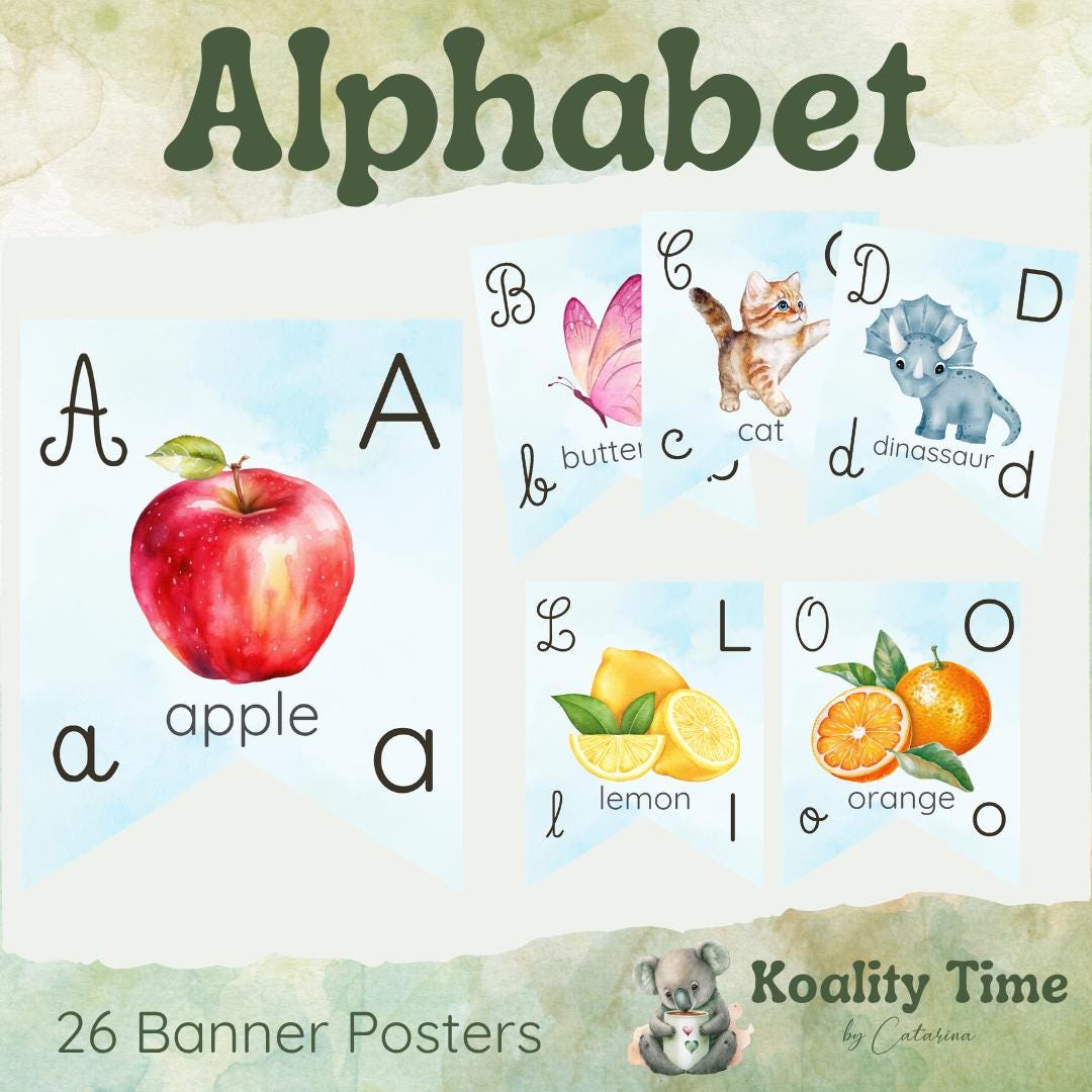Alphabet Posters Banners for Printing | ABC Cards Classroom Decor ...