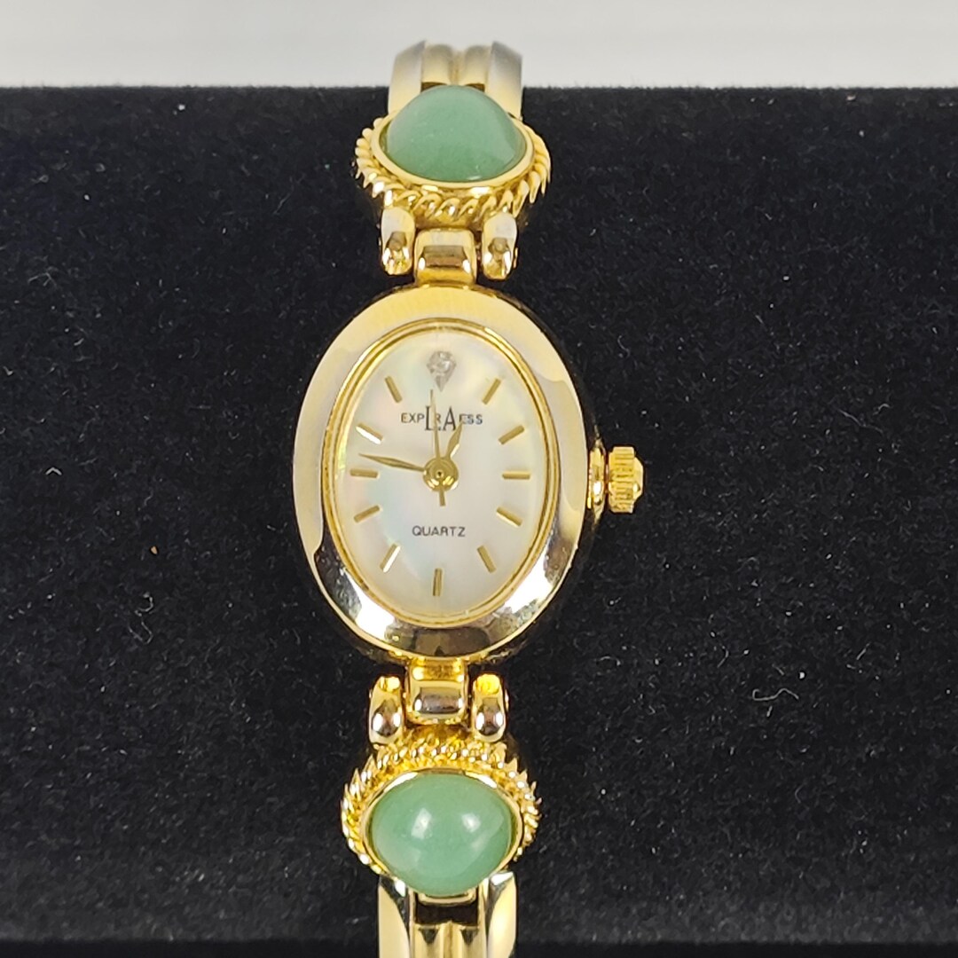 Vintage LA Express Gold Tone Watch: Faux Jade, 6.5 Inch - Etsy