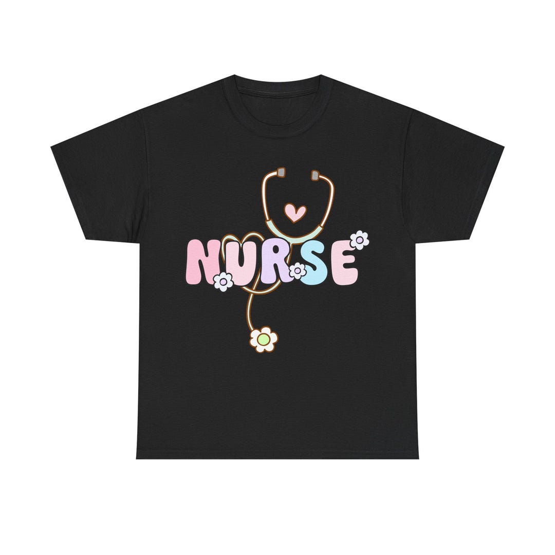 Nurse Shirt, Pastel Nurse T Shirt, Cute Floral Bubble Letters Nurse Tee ...
