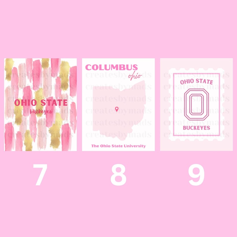 Ohio State Pink Digital Prints, Wall Decor, Dorm, OSU - Etsy