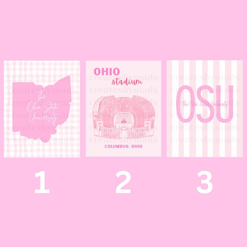 Ohio State Pink Digital Prints, Wall Decor, Dorm, OSU - Etsy