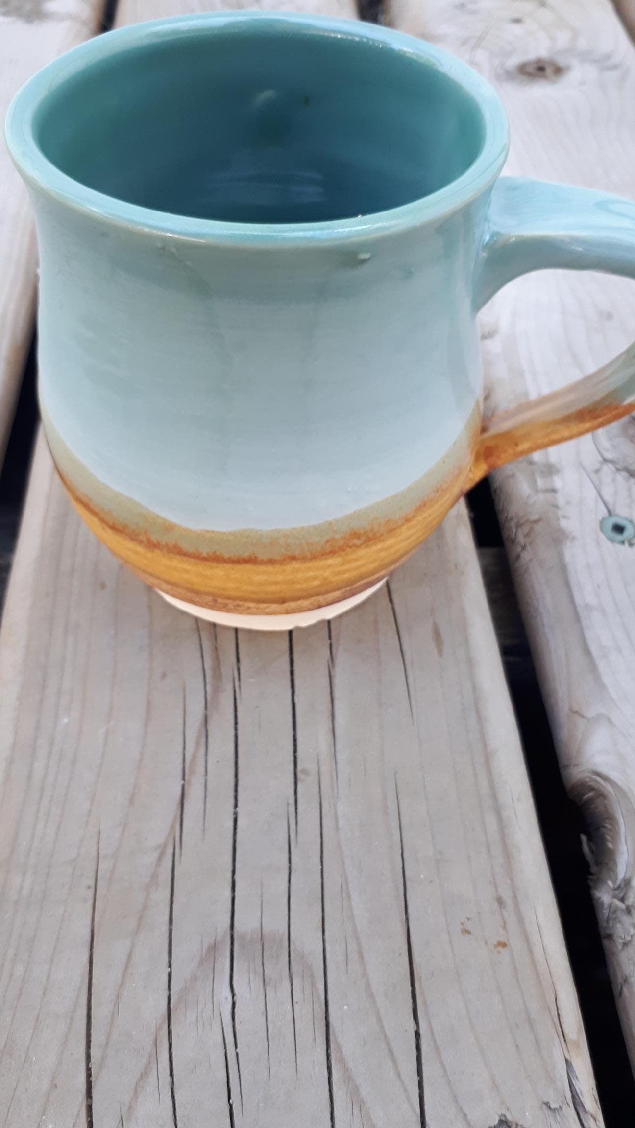 Pottery Handmade Blue and Gold Mug for Coffee, Tea, Turquoise Home ...