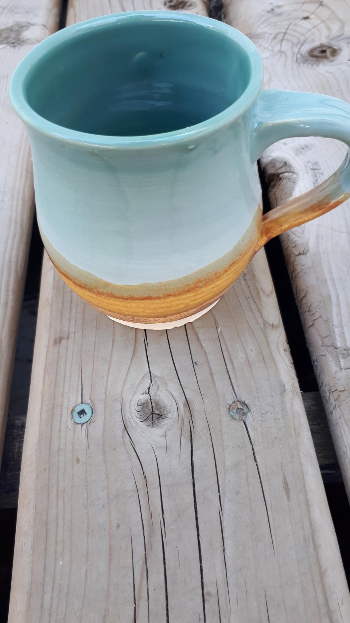 Pottery Handmade Blue and Gold Mug for Coffee Tea Turquoise - Etsy