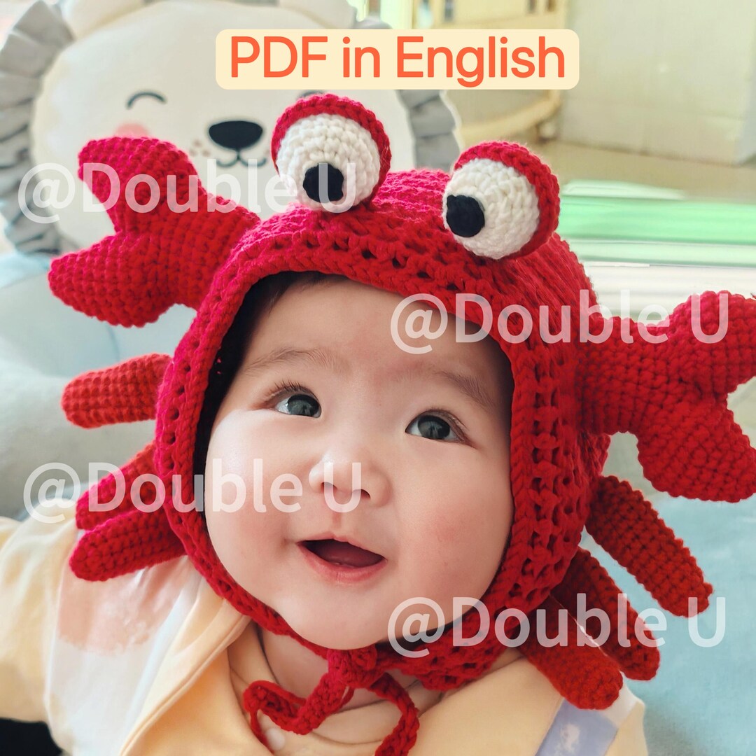 Crochet Crab Hat Pattern PDF | Funny Sea Animal Hat DIY Tutorial for ...