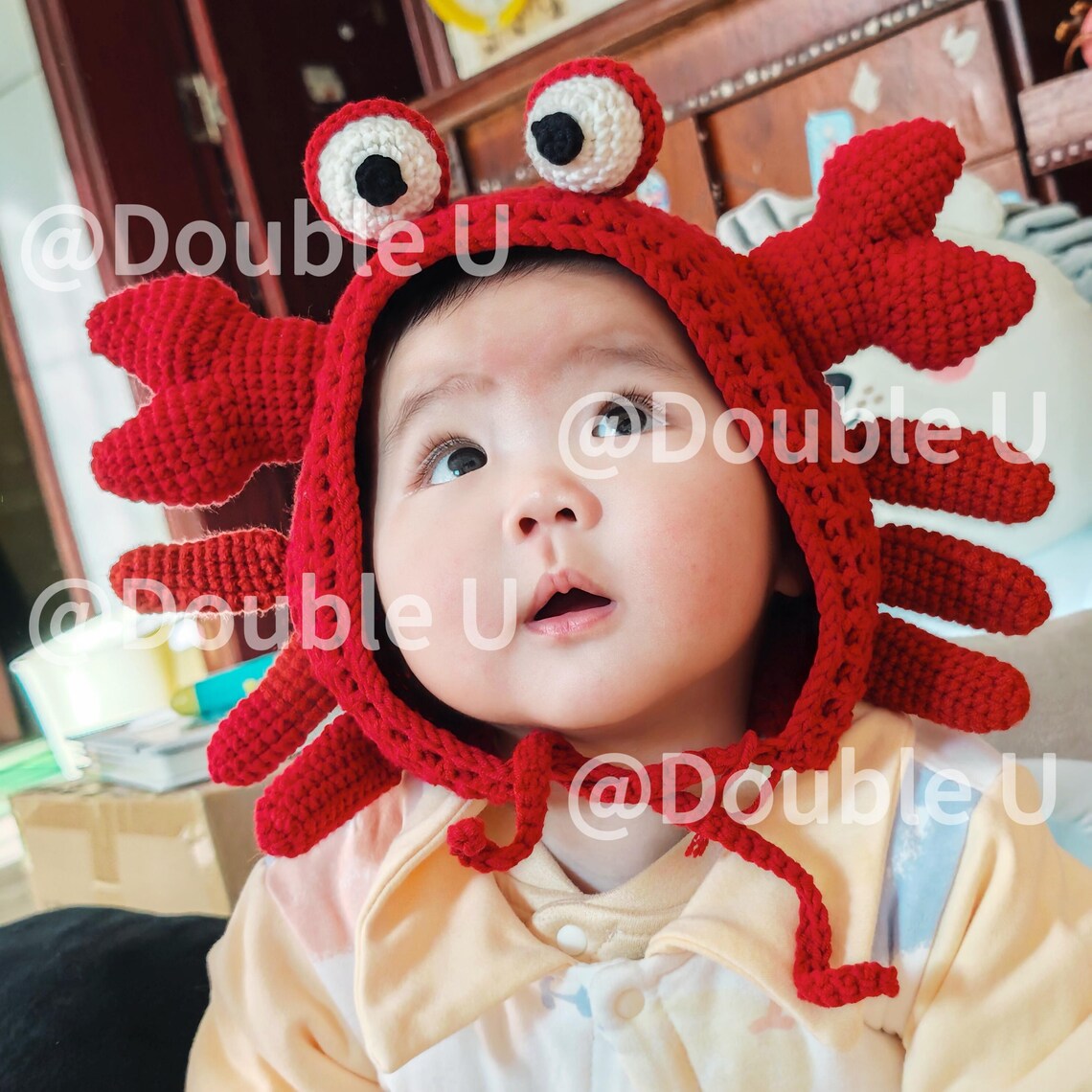 Crochet Crab Hat Pattern PDF | Funny Sea Animal Hat DIY Tutorial for ...