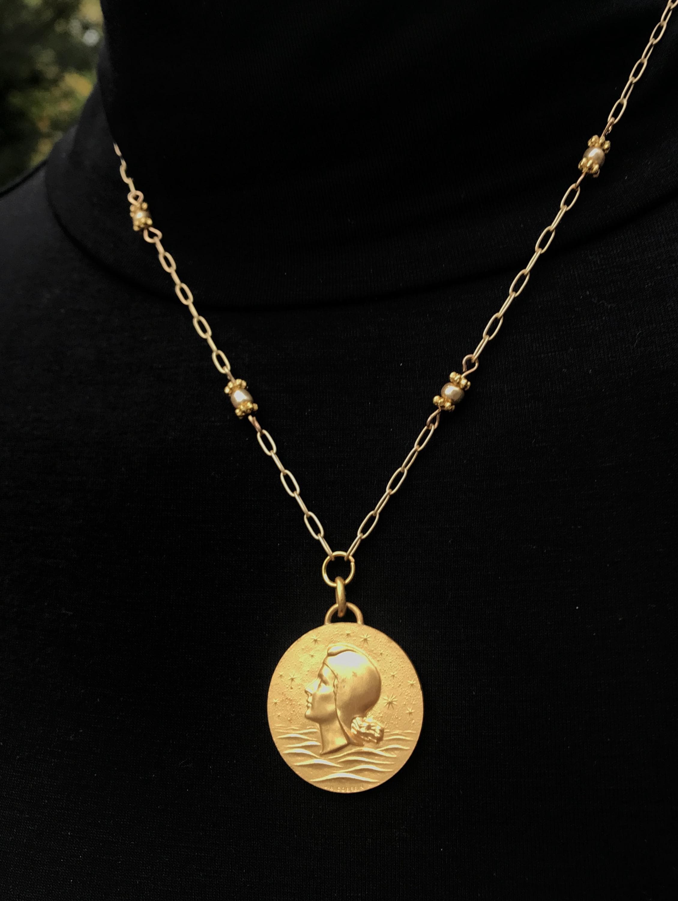 SS France - Handmade Necklace - Vintage Medal - Etsy