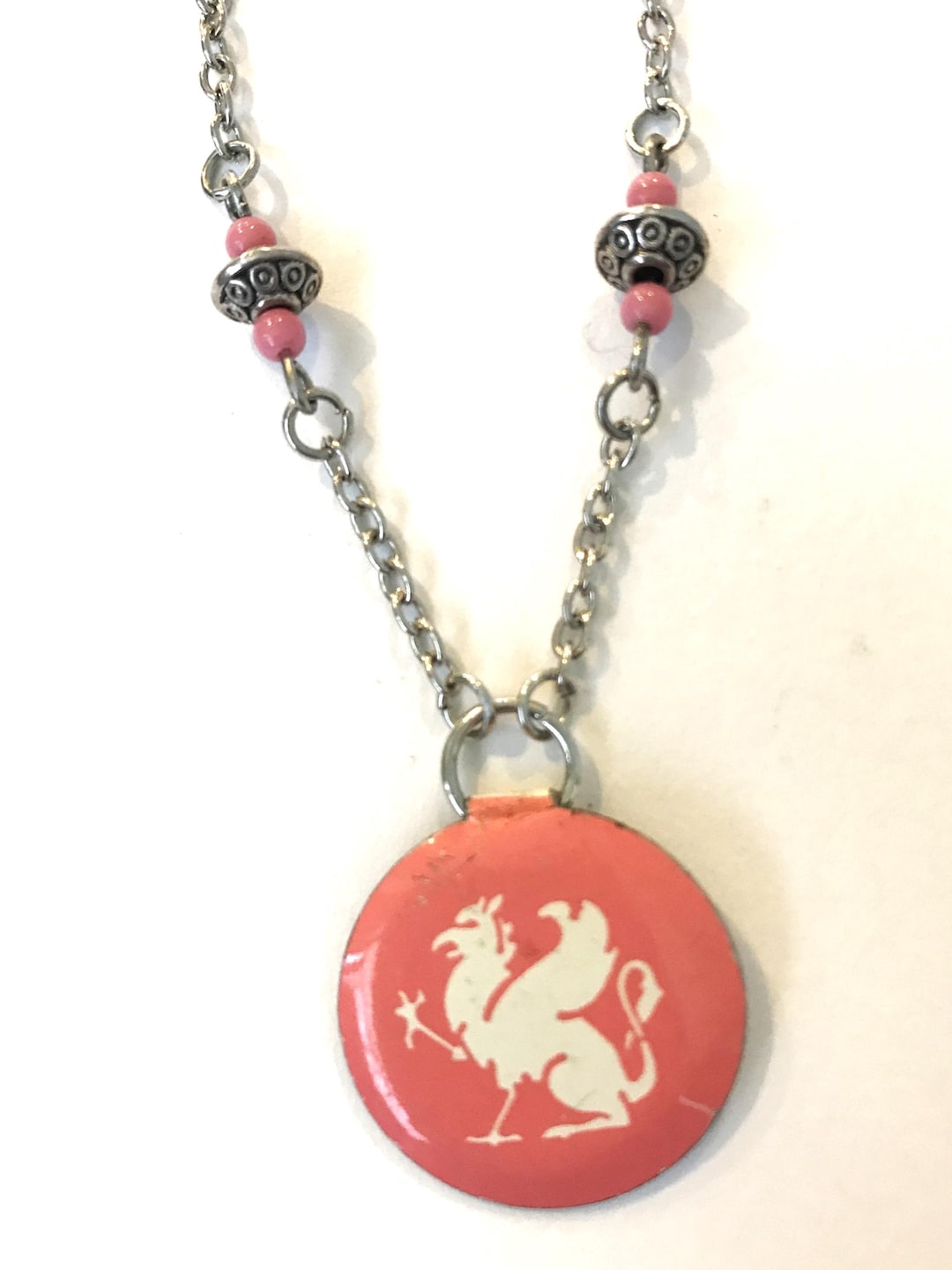 Philadelphia Museum of Art PINK- Handmade Necklace - Vintage Tin ...