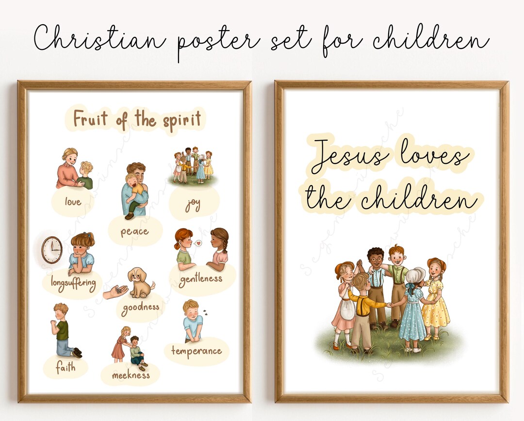 Fruit of the Spirit Printable Poster Set for Kids Christian Wall Art ...