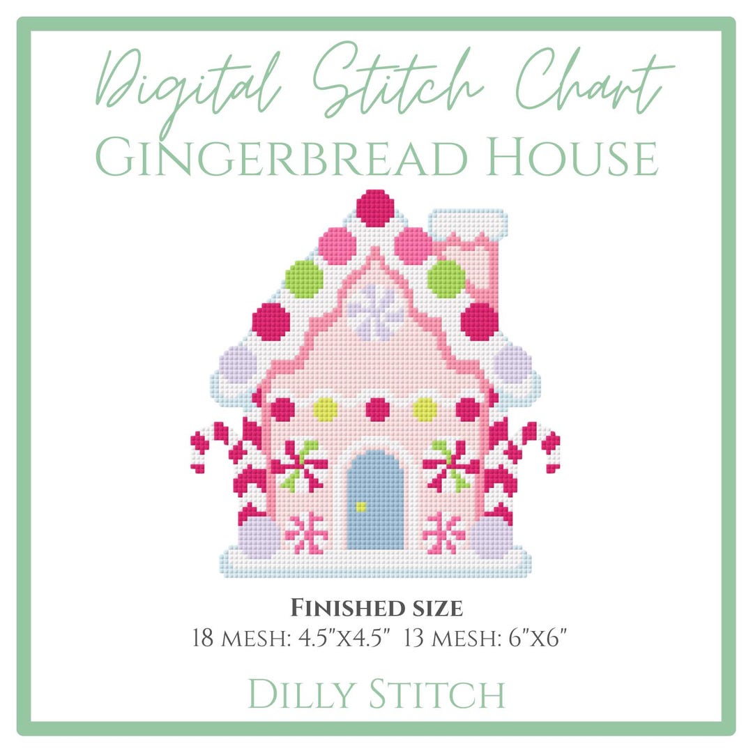 Pastel Gingerbread House - Digital Stitch Chart for Needlepoint - Etsy