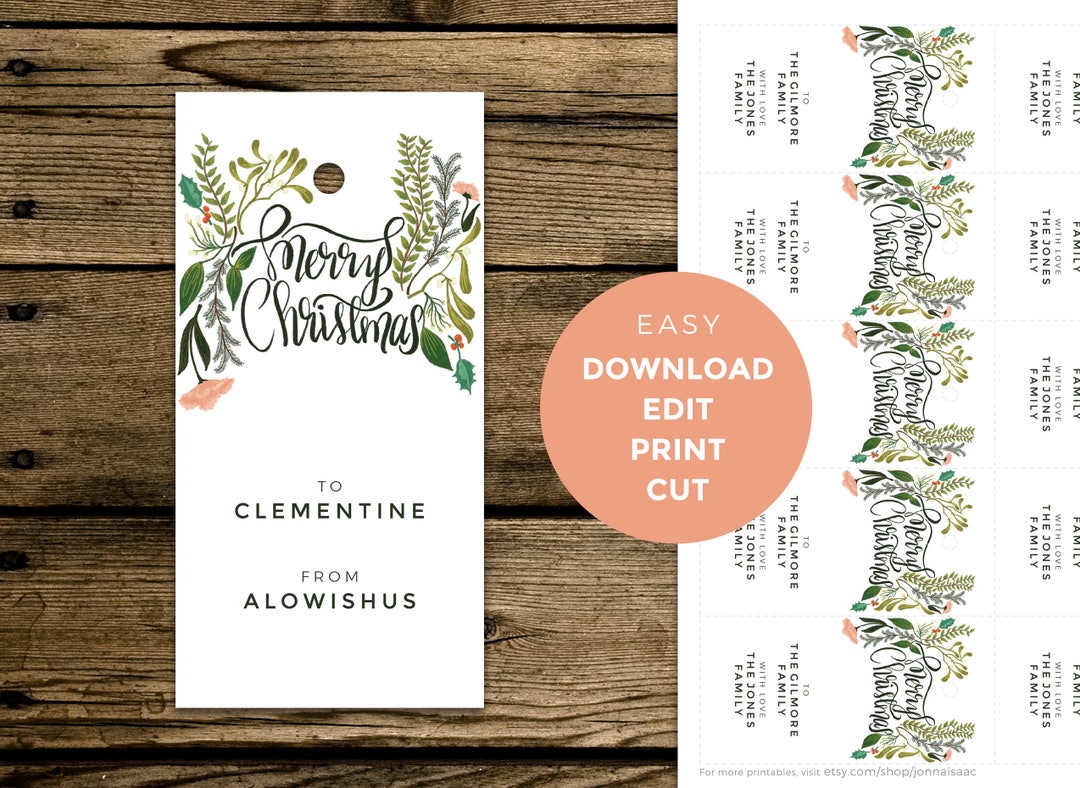 Editable Holiday Gift Tags - Winter Floral - Instant PDF Download ...