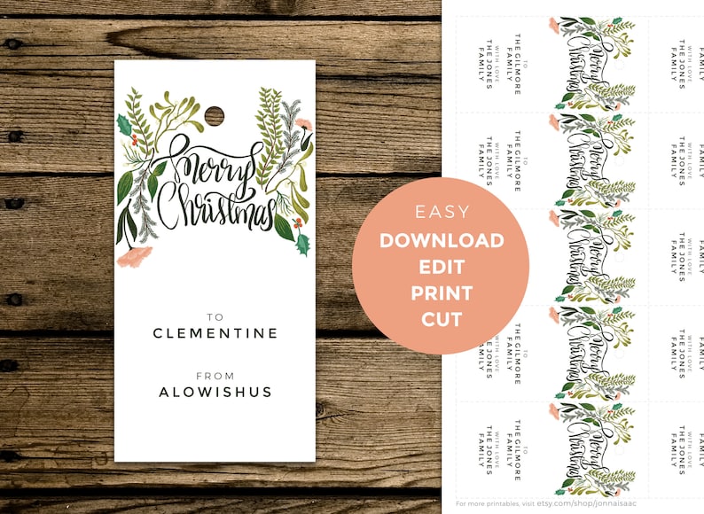 Editable Holiday Gift Tags - Winter Floral - Instant PDF Download ...