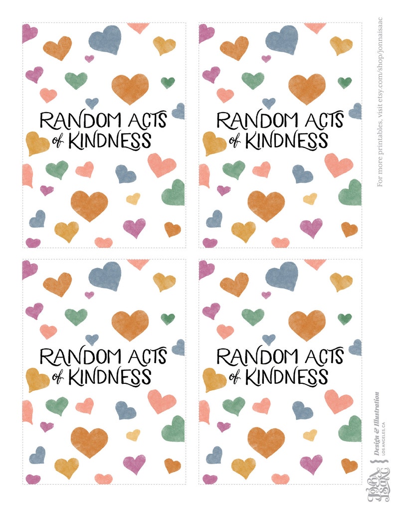 Valentines With Random Acts of Kindness - Printable Instant Download ...