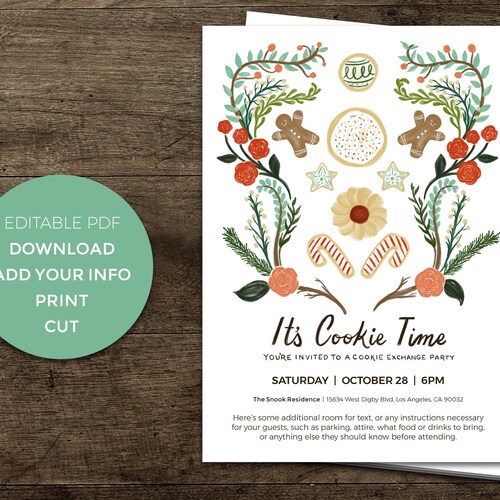 EDITABLE Christmas Cookie Exchange Flyer Cookie Exchange Flyer | Etsy