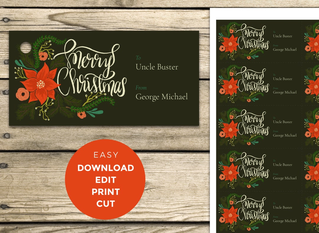 Editable Holiday Gift Tags - Winter Flora and Fauna - Instant PDF ...