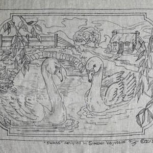 SWANS Rug Hooking Pattern on Linen - Etsy