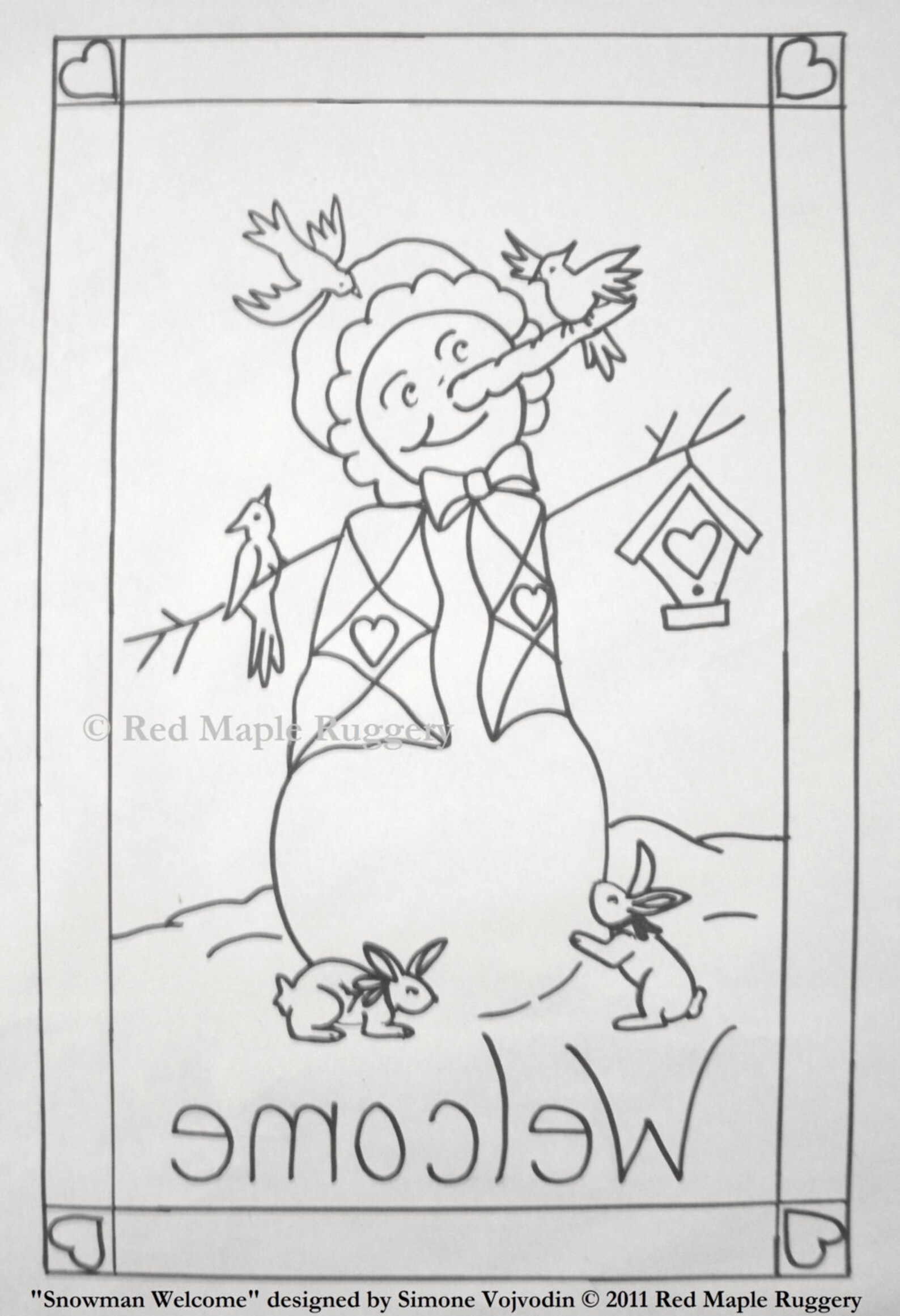 SNOWMAN WELCOME Rug Hooking/ Punch Needle Pattern on Monks Cloth - Etsy