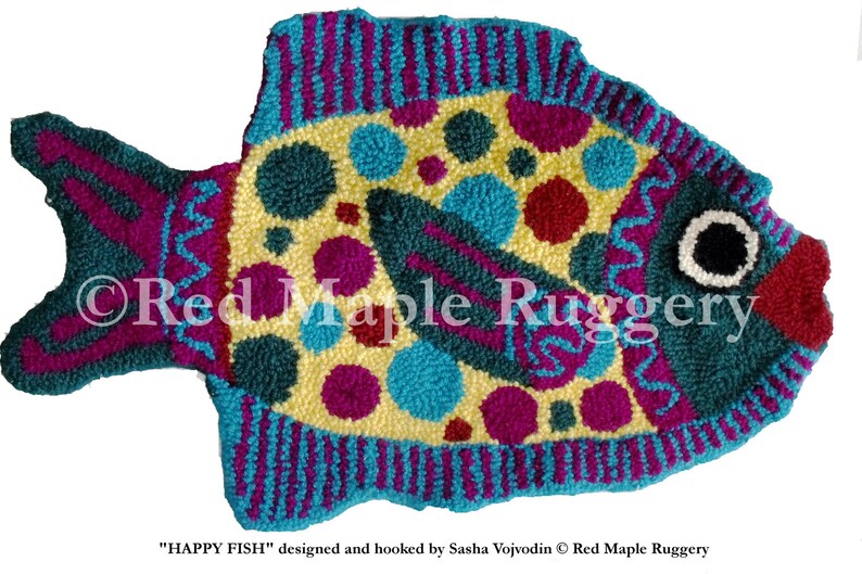 Rug Hooking/ Punch Needle Pattern on Monks Cloth "happy Fish" - Etsy